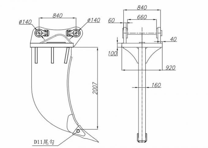 Komatsu PC1250 Excavator Rake Bucket With 100 mm Thickness / D11 Ripper ...