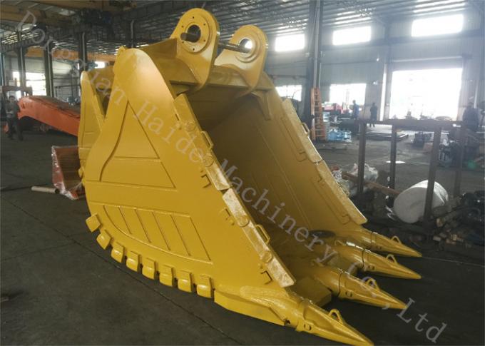 Yellow Mining Excavator Rock Bucket Deepth 1380mm With Hardox Material